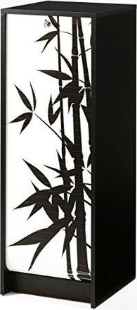 Simmob Classeur à Rideau Noir 5 Etagères Serrure L 37.8 H 103.8 P 38.4 cm - Bambous 912