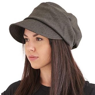 Charm by Casualbox Casquette Hiver Femme Plate Newsboy - Bonnet Visière Homme Large en Coton Bio Mode Boho Ete Chapeau Soleil Flat Cap Hipster Surdimensionnée Brun
