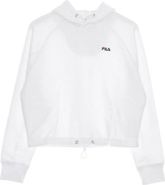 Fila Wei&szlig;e Cropped Hoodie mit Kordelzug - - Sweatshirts & Hoodies - Damen - Wei&szlig; - L