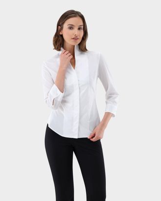 van Laack Hybridbluse mit seitlichem Jerseyeinsatz