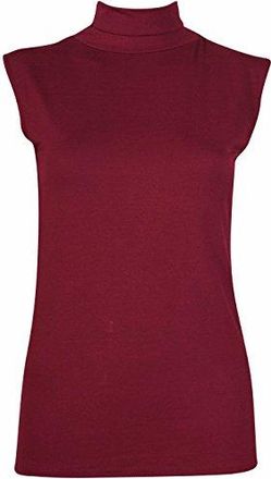 Purple Hanger Polo sans manches pour femme - Col roul&eacute; - Uni - Noir - 42