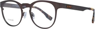 Ermenegildo Zegna Homme, Accessoires, Brun, Taille: ONE Size Montures Optiques Rondes en Titane Bronze