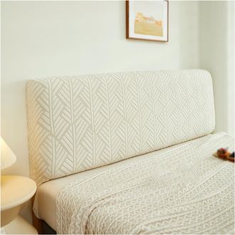 Generic Waschbarer Dehnbarer Kopfteilbezug Queen Bett King Bett Staubdichter Schutz f&uuml;r Schlafzimmerdekoration Beige 210-230cm/83-90.5in