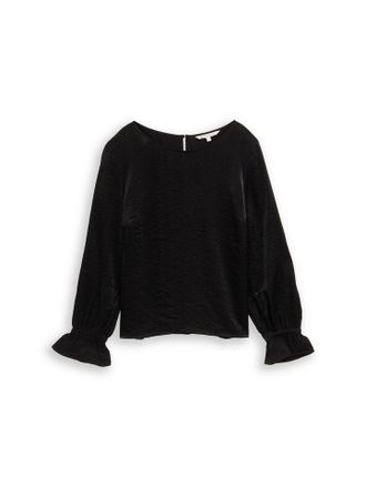Tom Tailor Langarmbluse Blusen & Shirts Loose Fit Bluse in Satin-Optik