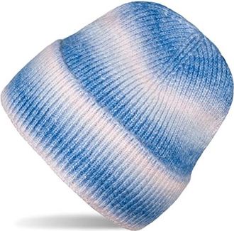 styleBREAKER Bonnet Tricot&eacute; Femme avec Rayures D&eacute;grad&eacute; en Look Ombr&eacute;, Fin, 04024199, Couleur:Bleu-Rose