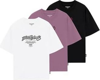 Jack & Jones Jcoscripture Tee SS Crew Neck 3Pk MP, Smoothie aux Raisins, M Homme