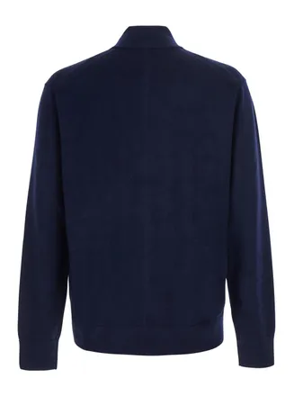 Calvin Klein Mens Half-Zip Blue Merino Sweater Wool Tops Top