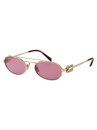 Miu Miu 0MU Metal Oval Sunglasses - Gold