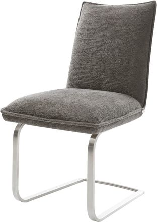 DELIFE Schwingstuhl Lelio-Flex Freischwinger flach Edelstahl Boucl&eacute; Soft Schlamm Taschenfederkern