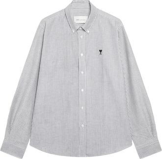 Ami Chemise Quota &agrave; col boutonn&eacute; et logo contrast&eacute; - Femme - Blouses et Chemises - Multicolore - Taille: 38 FR
