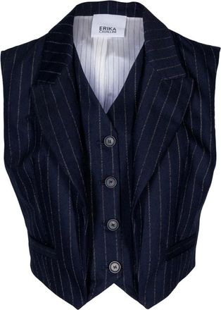 Erika Cavallini Semi Couture Femme, Vestes, Bleu, Taille: 38 FR Gilet monopetto