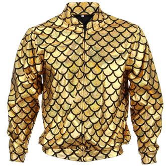 Loud Elephant LoudElephant Unisex Gl&auml;nzende Bomberjacke, Unisex, Erwachsene, Fasching, M, L, XL, Fischschuppen-Gold, 46