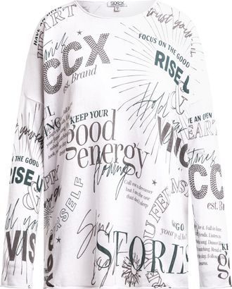 soccx Damen Feinstrickpullover mit All Over Print Opticwhite, XL/XXL