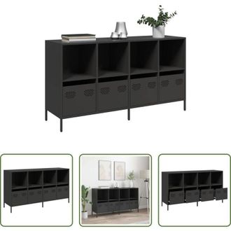 vidaXL vidaXL Metallkommode - Sideboard Schwarz 135x39x73,5 cm Kaltgewalzter Stahl