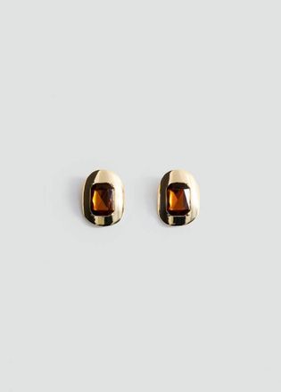 Mango Boucles doreilles m&eacute;talliques avec perles or - Femme - Taille unique - MANGO