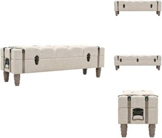 vidaXL Aufbewahrungsbank Massivholz und Stahl 111 x 34 x 37 cm - Aufbewahrungsbox - Bank Mit Stauraum - Wohnzimmer Dekoration - Cremeweiss - Tischbank