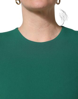 Dolce & Gabbana Womens Green Viscose Long Sleeves A-Line Mini Dress Acetate Elastane