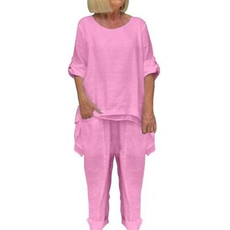 Generic Ensemble de v&ecirc;tements de d&eacute;tente pour femme - Tenue d&eacute;contract&eacute;e &agrave; manches longues - Pantalon large - Ensemble de jogging pour femme - 2 pi&egrave;ces - Gris