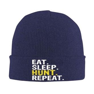 Generic Manger, Dormir, Chasser, Recommencer La Chasse Femme Homme Watch Cap &Eacute;lastique Bonnets Hiver Confortable Skull Cap pour Toutes Les Saisons Sport Ski