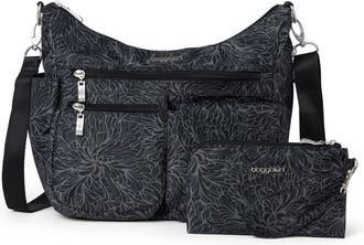 Baggallini Damen Umh&auml;ngetasche, 27,9 X 22,9 X 11,4 cm, RFID-hobo-Tasche Modern Everywhere Bag, Midnight Blossom Print