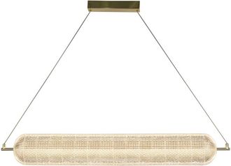 Searchlight Capsule Suspension Led Convertible Horizontal-vertical m&eacute;tal laiton Satin&eacute;, diffuseur acrylique 45w 6000lm 3000k Longueur108cm Haut 1m50