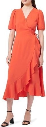 Only Onlmette SS Wrap Midi Dress WVN Robe Portefeuille, Rouge, XS Femme