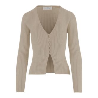 arch4 Femme, Pulls, Beige, Taille: 38 FR Cardigan en cachemire