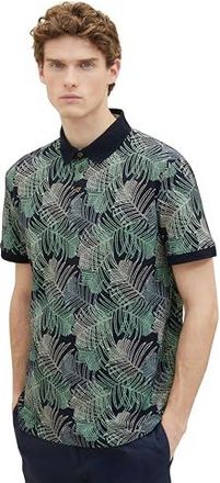 Tom Tailor 1040947 Polo, 35095-navy Multicolor Leaf Design, M Homme