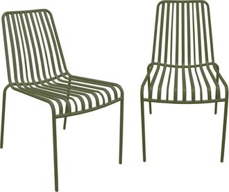 Sweeek 2er-Set stapelbare Gartenst&uuml;hle aus Stahl, L 59 x B 47,5 x H 78 cm - Florida