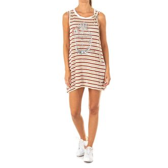 La Martina &Auml;rmelloses braun-beiges Kleid mit gesticktem Logo - - Dresses - Damen - Mehrfarbig - XL