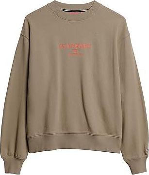 Superdry Sweatshirt Embroidered Loose Crew Sweat Winter Twig Beige 10 Femme, Winter Twig Beige, 38