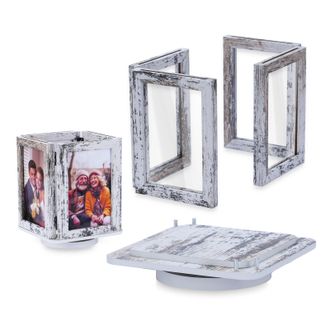 Nuptio Bilderrahmen Rotierend Holz Geschenke: 10x15 Fotorahmen Vintage Holzrahmen J&auml;hrige Photo Frame Set Aufklappen Holzbilderrahmen Geschenkideen Wei&szlig; Hoch