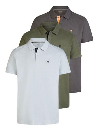 Tom Tailor Poloshirt Herren Poloshirt 3er-Set Regular Fit (Vorteilspack, 3-tlg) aus 100% Baumwolle