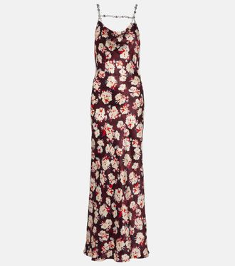 Paco Rabanne Robe longue en soie &agrave; fleurs