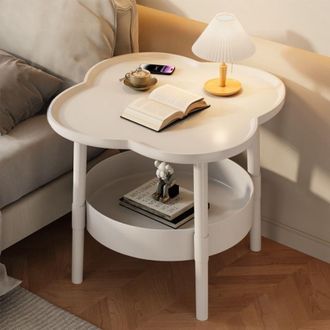 Generic 2er-Set Beistelltische In Blumenform for Kleine Räume, 2-stufiger Beistelltisch Mit Unterer Ablage, Moderner Sofatisch for Wohnzimmer Oder Schlafzimme