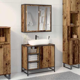 vidaXL Badezimmermöbel-Set mit Regal 2 pcs Altholz Holzwerkstoff vidaXL