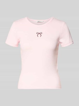 Only Slim Fit T-Shirt mit Herz-Stickerei Modell ELVA JUNE