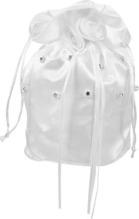 Frcolor Sac &agrave; Main de Mari&eacute;e Satin Blanc avec Cordon Sac de C&eacute;r&eacute;monie L&eacute;ger pour F&ecirc;te de Mariage et Demoiselle Honneur &agrave; Friandises D&eacute;coratif &Eacute;l&eacute;gant
