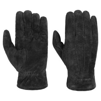 Stetson Basic Pigskin Lederhandschuhe Handschuhe Herrenhandschuhe Fingerhandschuhe Herren - mit Futter Herbst-Winter - 7 1/2 HS schwarz