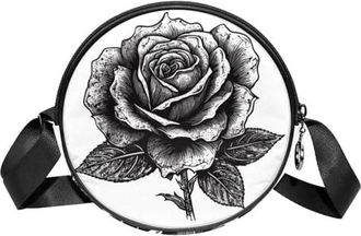 Generic Sac &agrave; bandouli&egrave;re Circle pour femme, petit sac &agrave; bandouli&egrave;re noir et blanc, sac &agrave; dos &agrave; bandouli&egrave;re avec fermeture &eacute;clair, bretelles r&eacute;glables, sac &agrave; 