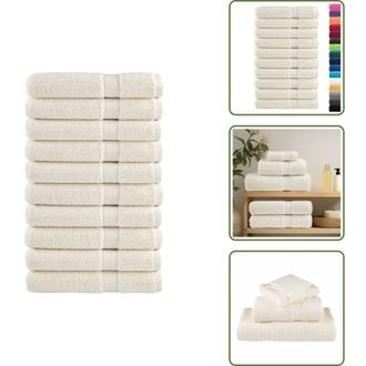 vidaXL Premium-Handt&uuml;cher solund 10 Stk. Cremewei&szlig; 100x200 cm 600 g/m&sup2; - Baumwolle - Cremefarbenes Handtuch - Waschbare Handt&uuml;cher - Gro&szlig;e Handt&uuml;cher