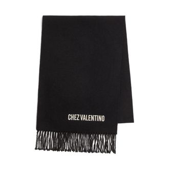 Valentino Garavani Wollschal mit VLogo-Stickerei - - Accessories - Herren - Schwarzk - ONE SIZE