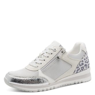 Marco Tozzi Keilsneaker MARCO TOZZI, Damen, Gr. 36, silberfarben kombiniert, Lederimitat, Textil, kontrastfarbene Details, Schuhe, Freizeitschuh, Halbschuh, Schn&uuml;