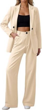 Generico Vhersily 2025 Costume Femme Pantalon et Veste 2 Pi&egrave;ces Bandes Complet Bureau Blazer avec Col Revers et Pantalon Droite Taille Haute Tailleurs Chic Com