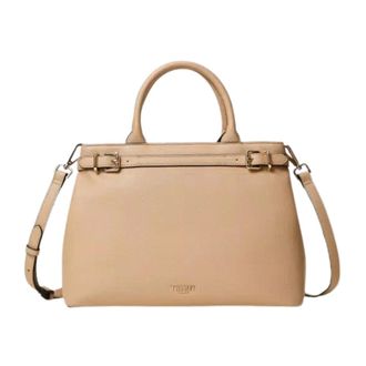 Twinset Femme, Sacs, Beige, Taille: ONE Size Sac Shopper en Cuir Beige avec Boucles en M&eacute;tal