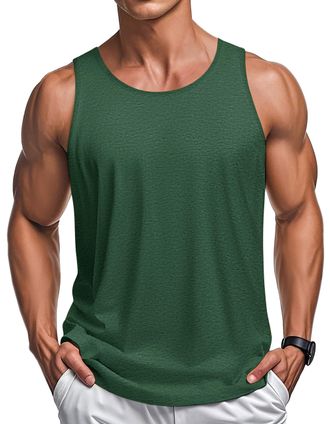 Magcomsen Tank Top Herren Sport Baumwolle &Auml;rmellose T-Shirt Leicht Achselshirts Stretch Muskelshirt f&uuml;r L&auml;ssige, Dunkelgr&uuml;n, 3XL