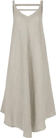 Bomboogie Femme, Robes, Beige, Taille: 42 FR Robe Midi Ray&eacute;e en Lin
