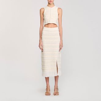 Sandro Jupe longue &agrave; d&eacute;tails crochet&eacute;s