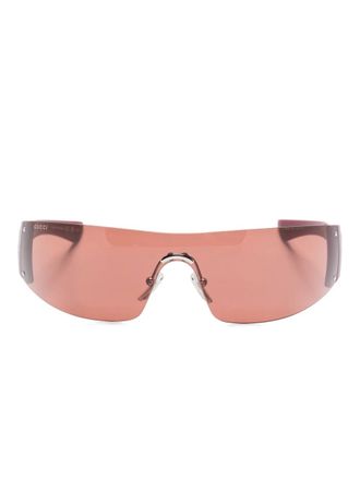 Gucci lunettes de soleil &agrave; ornements en cristal - Marron