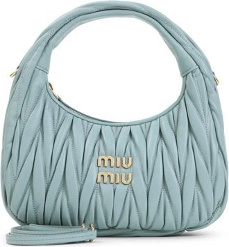 Miu Miu Hobo Bags - Quilted Light Blue Lamb Leather Handbag - Gr. unisize - in Blau - f&uuml;r Damen